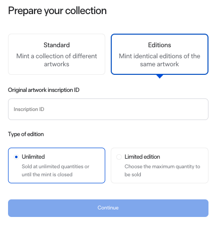 How to create an Ordinals Editions collection mint – Gamma.io Support